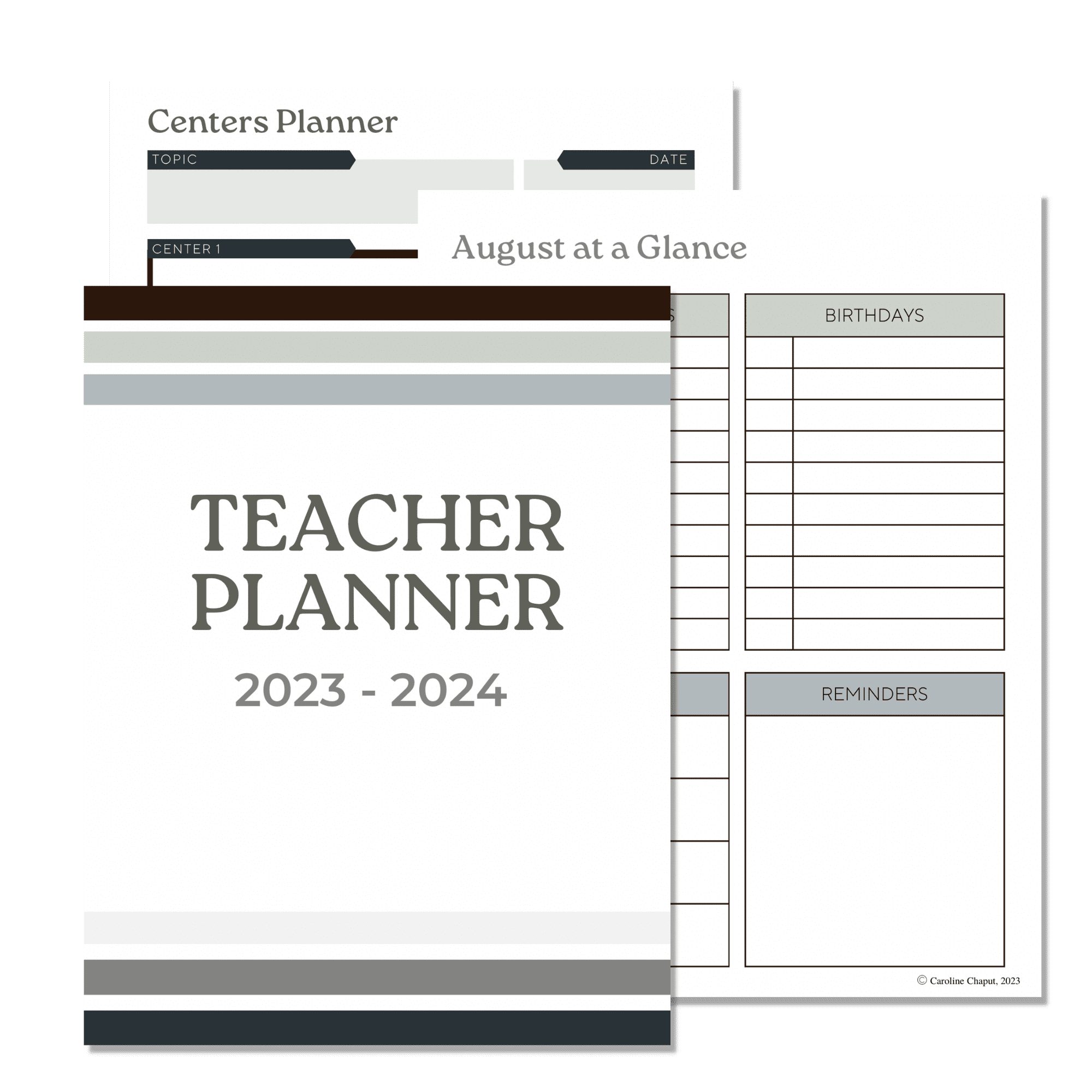Printable Teacher Planner Templates for 2023 - 2024 - Boldly Inspired ...