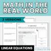 Real World Math Activities for Pre Algebra and Algebra 1