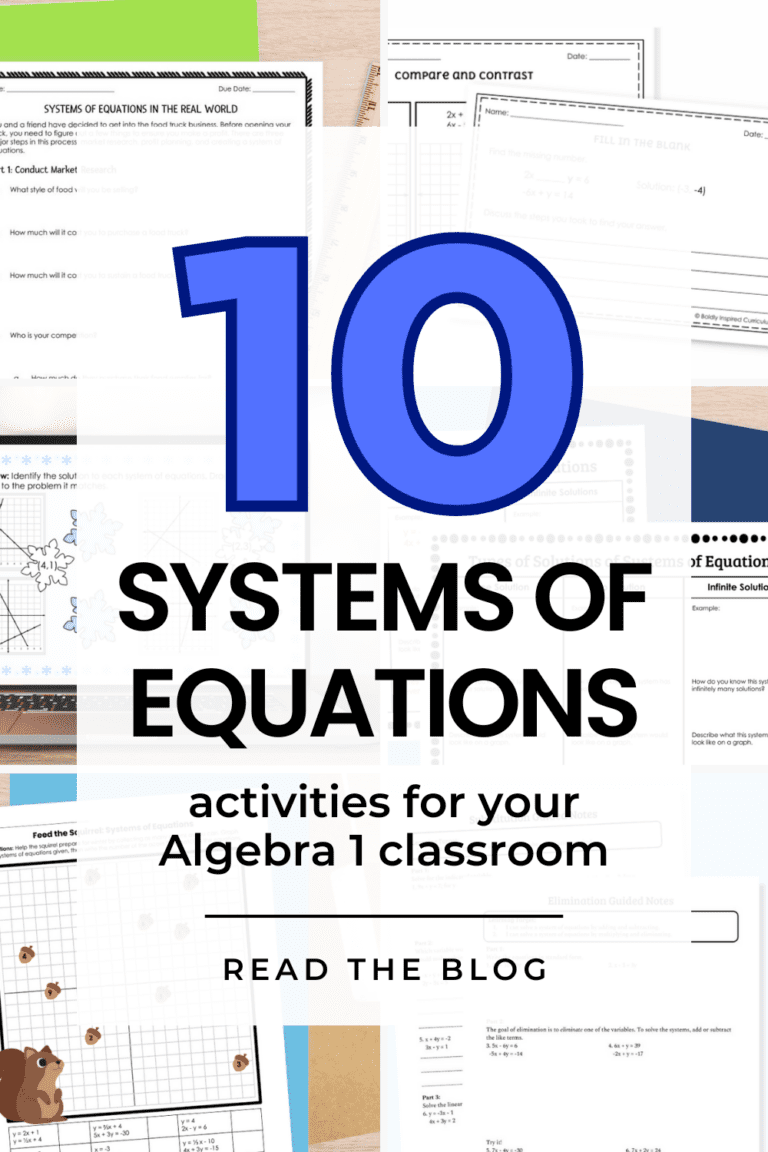 Systems of Equations Activities Your Algebra 1 Classroom Needs
