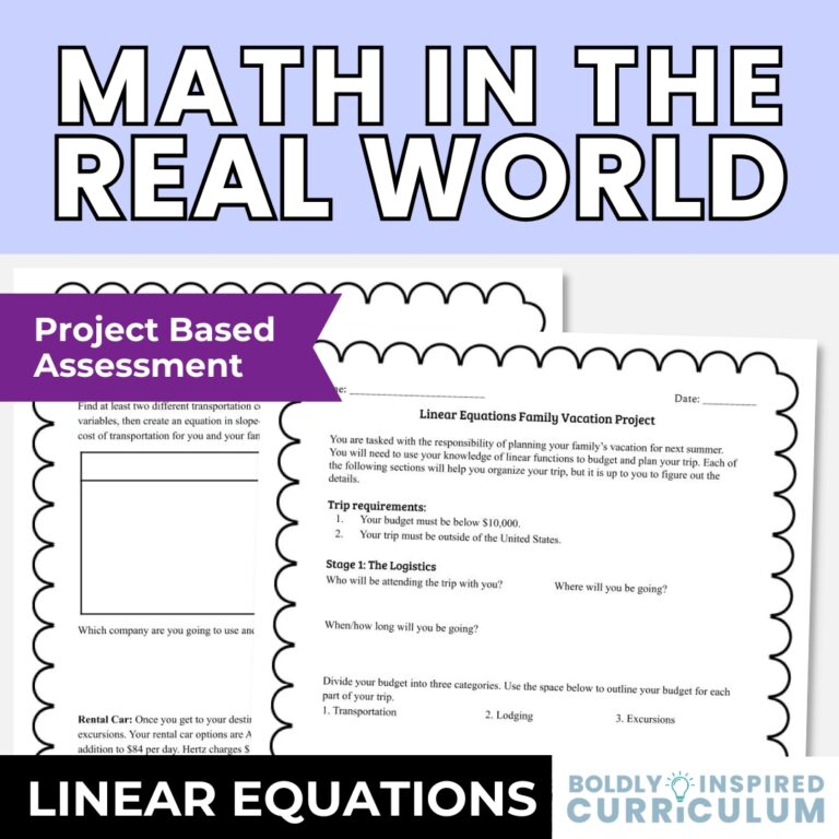 Linear Equations Real World Project for Algebra 1 | Writing & Graphing ...