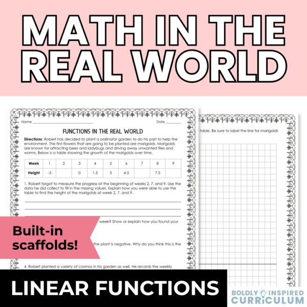 Graphing Linear Functions Word Problems | Real World Activity for ...