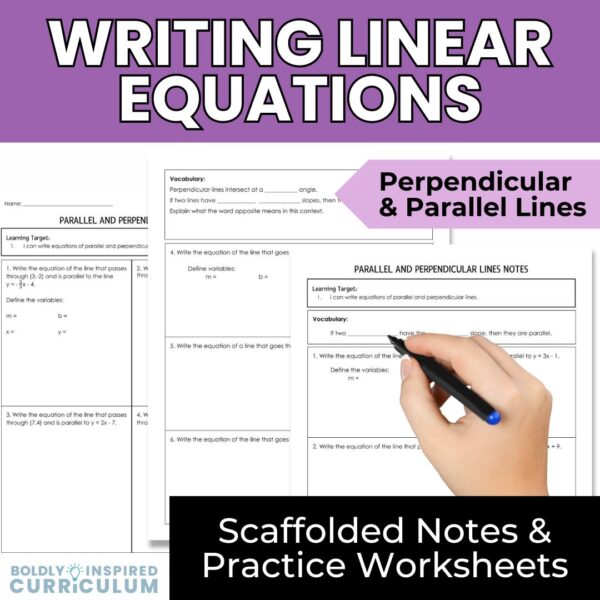 Parallel and Perpendicular Lines | Algebra 1 Linear Equations Notes ...