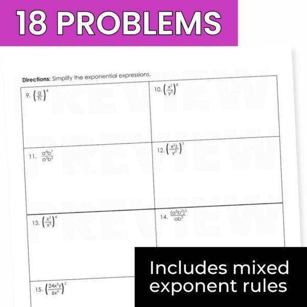 8th Grade Exponent Rules & Laws of Exponents - Quotient Rule Notes ...
