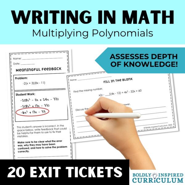 Algebra 1 Warm Ups and Exit Tickets - Multiplying Polynomials Writing ...