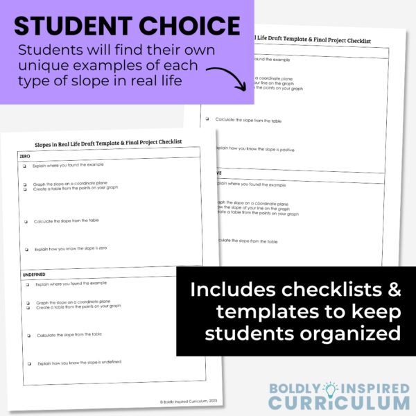 Types of Slope in Real Life Project for Algebra 1 - Boldly Inspired ...