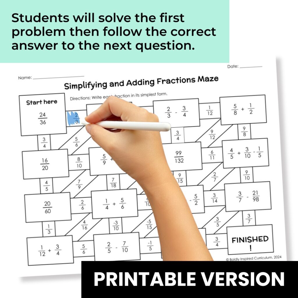 Adding & Subtracting Fractions Digital Maze Activity | Unlike ...