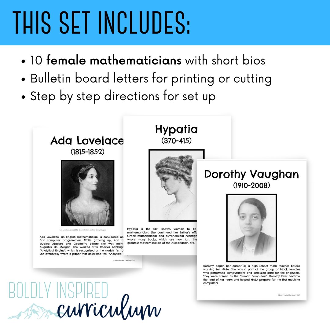 Women in Mathematics Bulletin Board - Boldly Inspired Curriculum