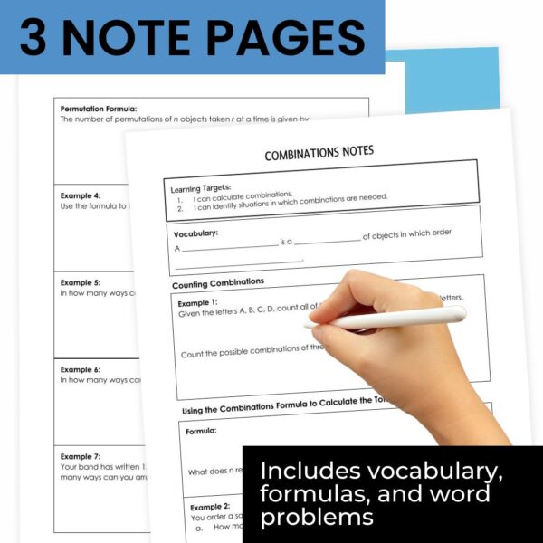 Combinations and Permutations Guided Notes BUNDLE - Boldly Inspired ...