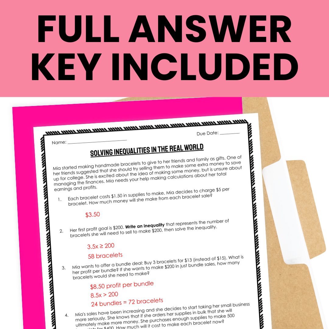 Solving Inequalities Word Problems | 8th Grade Math Activity - Boldly ...