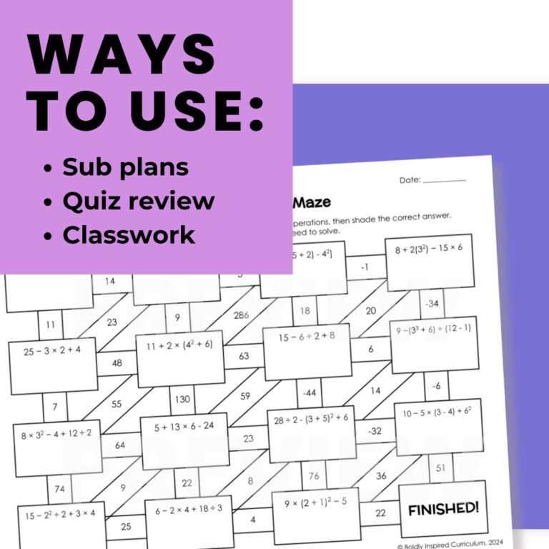 Order of Operations Review Activity | Self Checking Digital & Printable ...