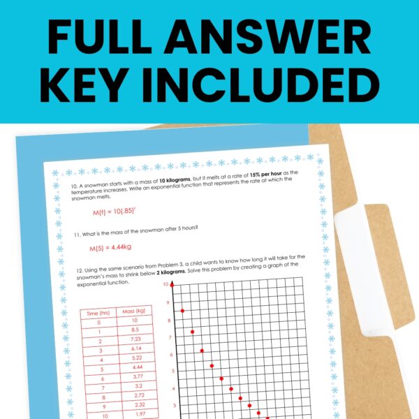 Solving Exponential Functions Word Problems | Winter-Themed Algebra 1 ...