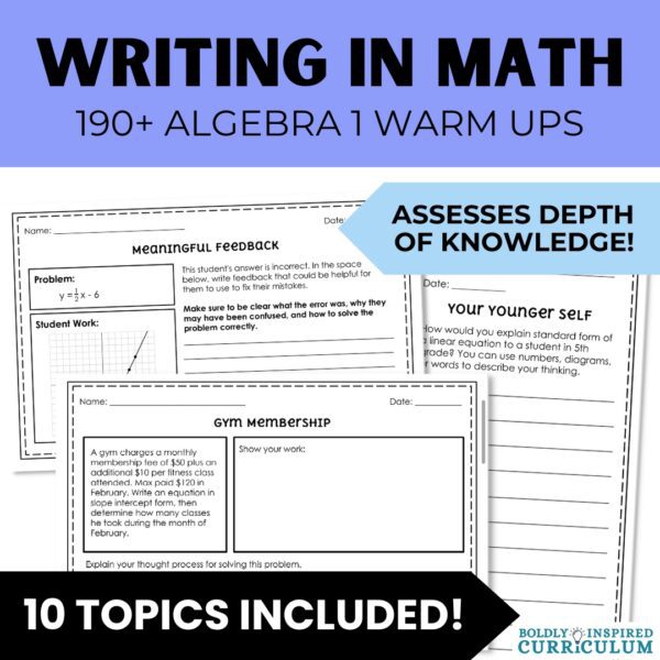 Algebra 1 Warm Ups & Exit Tickets Full Year Bundle
