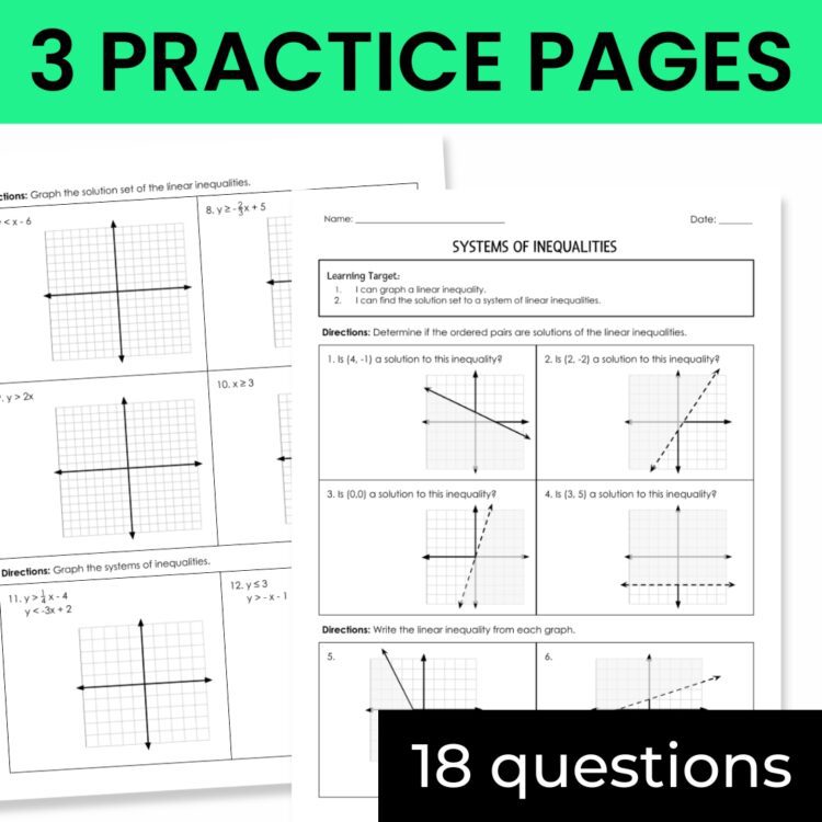 Solving Systems of Inequalities Notes & Worksheet | Graphing Linear ...