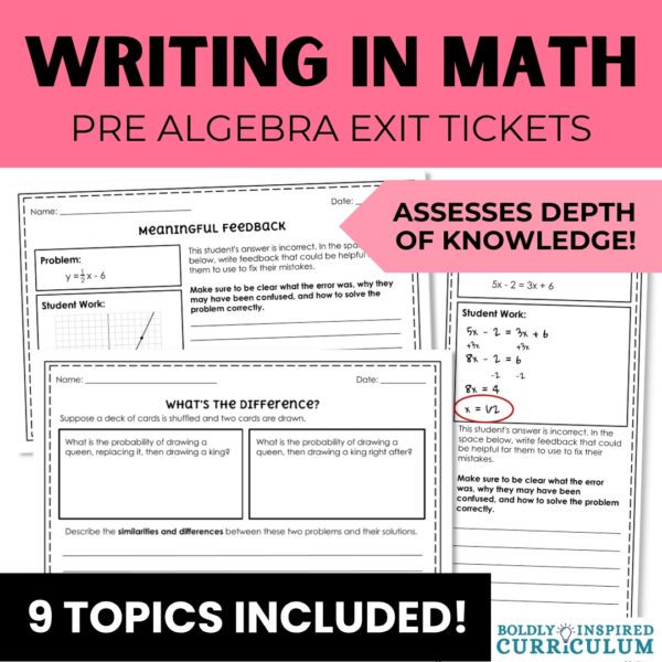 8th Grade Math Warm Ups, Exit Tickets, and Bell Ringers | Pre Algebra ...