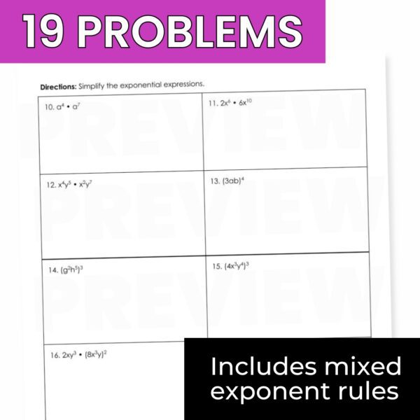 8th Grade Exponent Rules & Laws of Exponents - Product Rule & Power ...