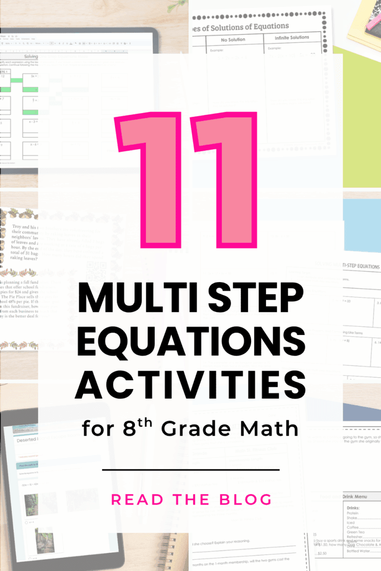 11 Engaging Solving Multi-Step Equations Math Activities
