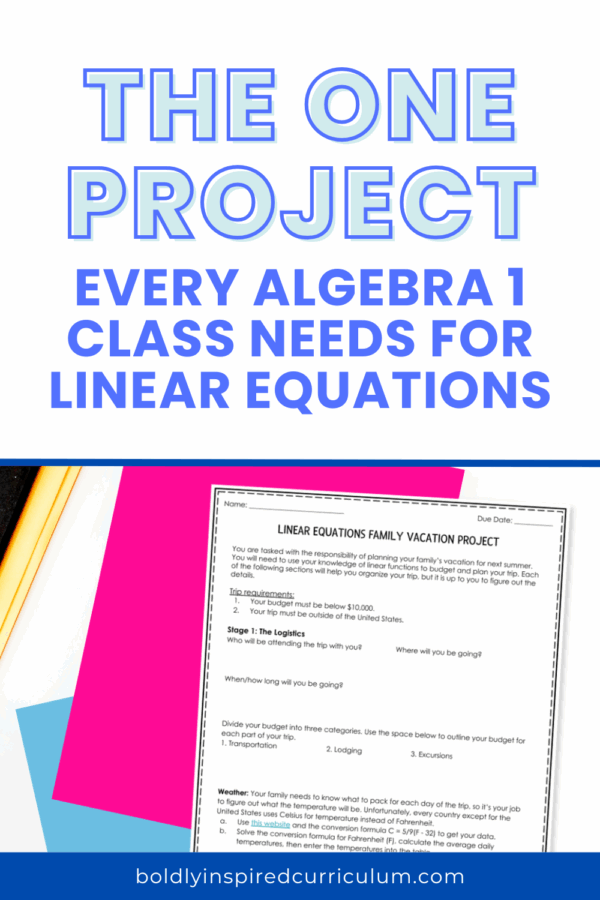 The Only Linear Equations Projects Your Algebra 1 Class Needs